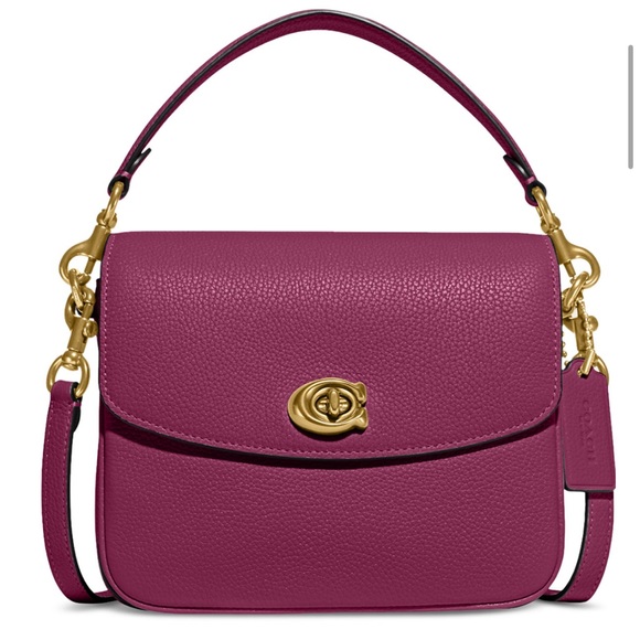 Coach | Bags | Coach Cassie 9 Deep Plum Polished Pebbled Leather ...